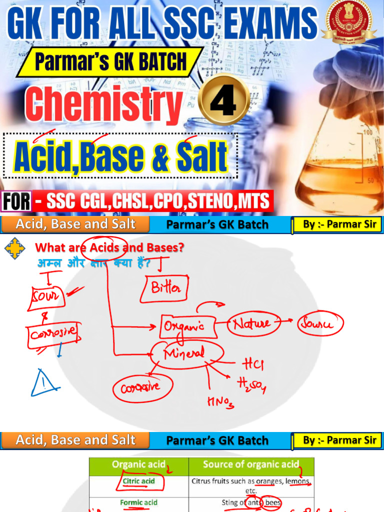 Chemistry Lecture 4 Acid, Base and Salt Class PPT Part 1 Uploaded | PDF ...