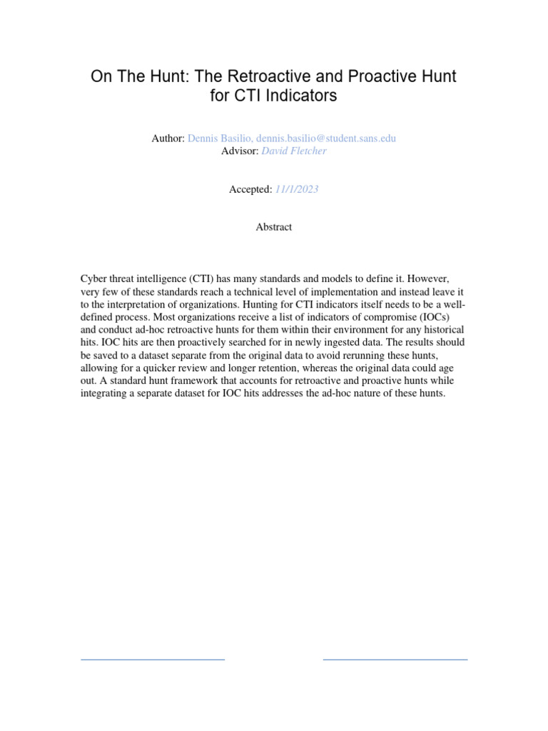 Hunt CTI Indicators | PDF | Threat (Computer) | Life Cycle Assessment
