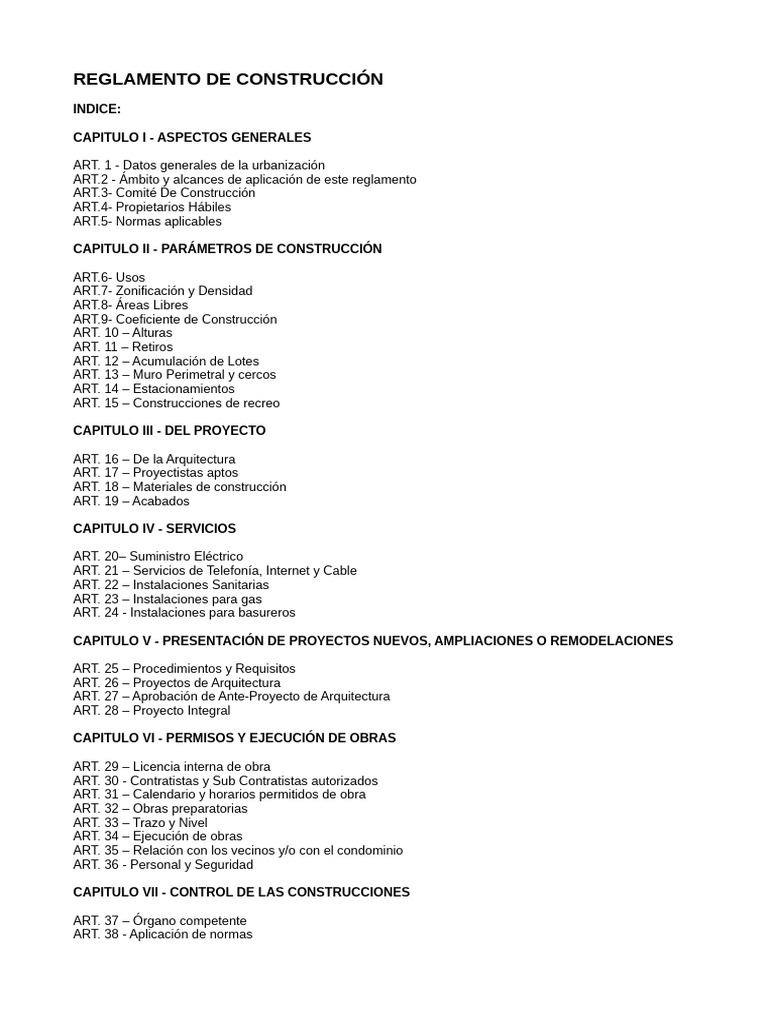 MODELO Reglamento de Construccion Final | PDF | Condominio | Encendiendo