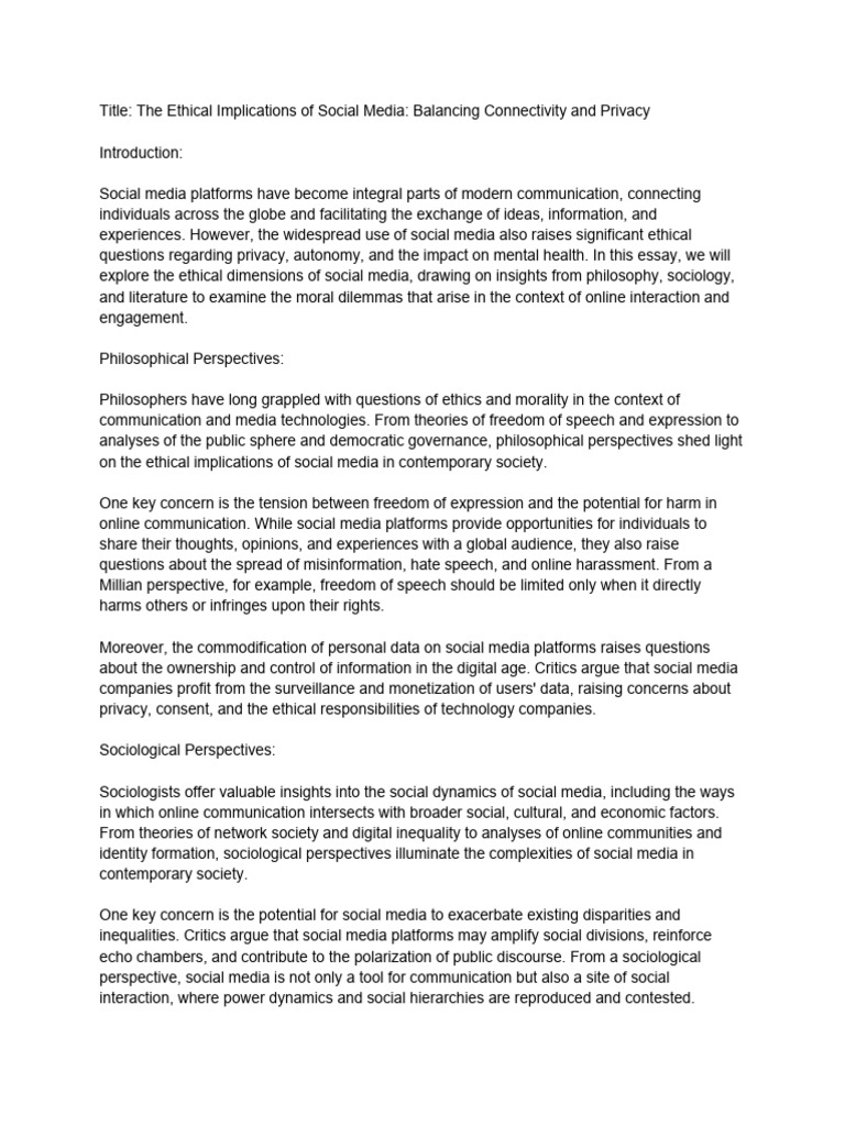 Social Media's Ethical Dilemmas | PDF | Social Media | Popular Culture ...
