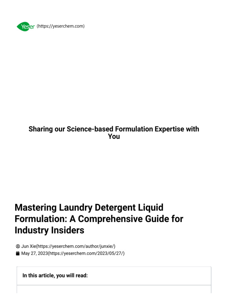 Mastering Laundry Detergent Liquid Formulation - A Comprehensive Guide ...