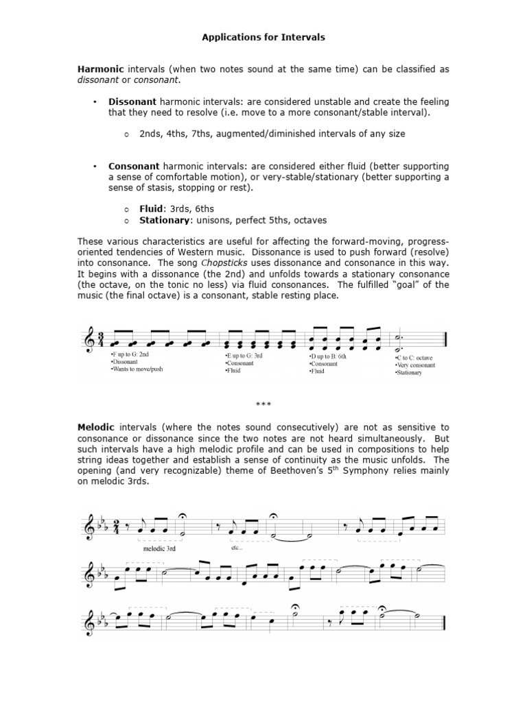 Harmonic and Melodic Intervals Explained | PDF