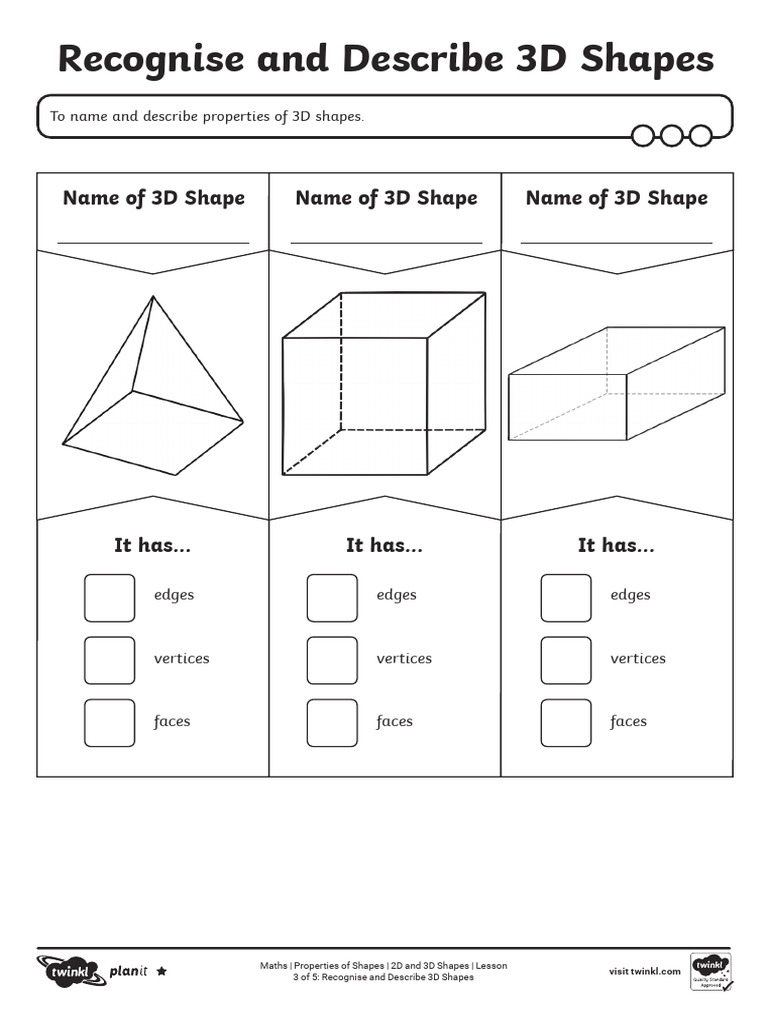 T M 1638867561 Recognise and Describe 3d Shapes Differentiated Maths Activity Sheet - Ver - 4 ...