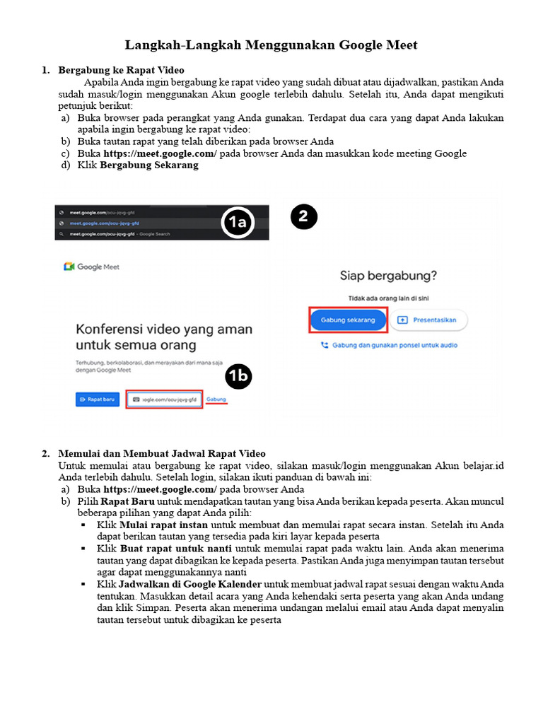 Langkah-Langkah Menggunakan Google Meet | PDF
