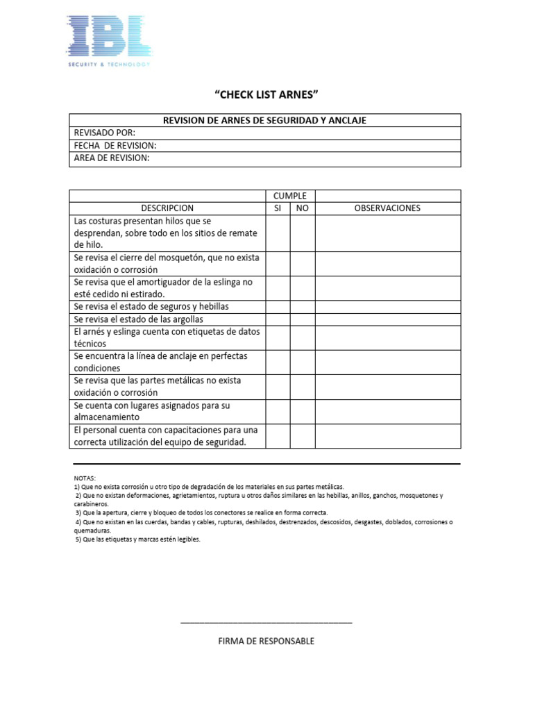 Check List Arnes | PDF Check List Arnes | PDF