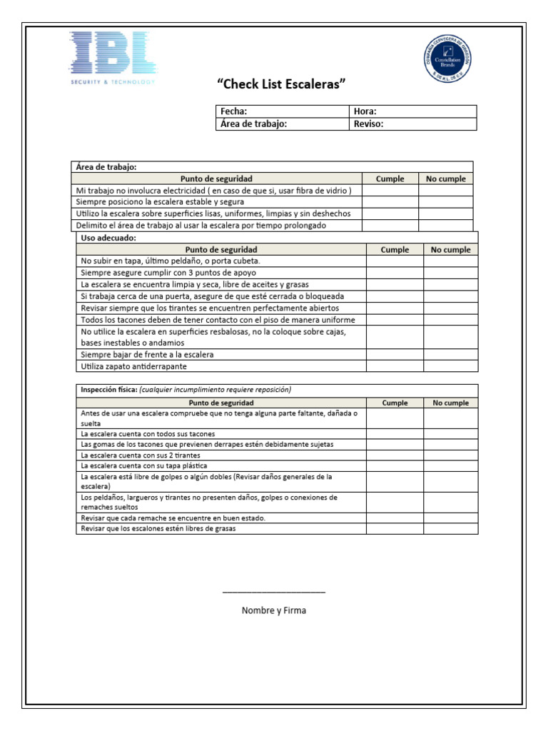 Check List de Seguridad para Escaleras | PDF