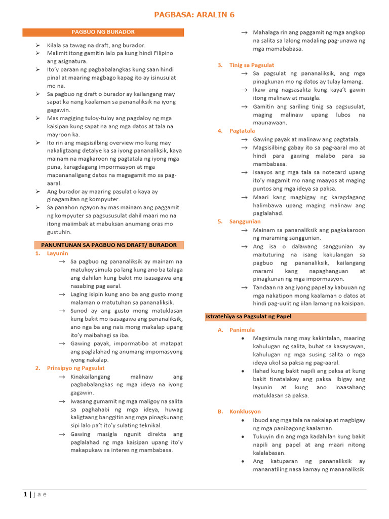 Pagbuo NG Burador | PDF