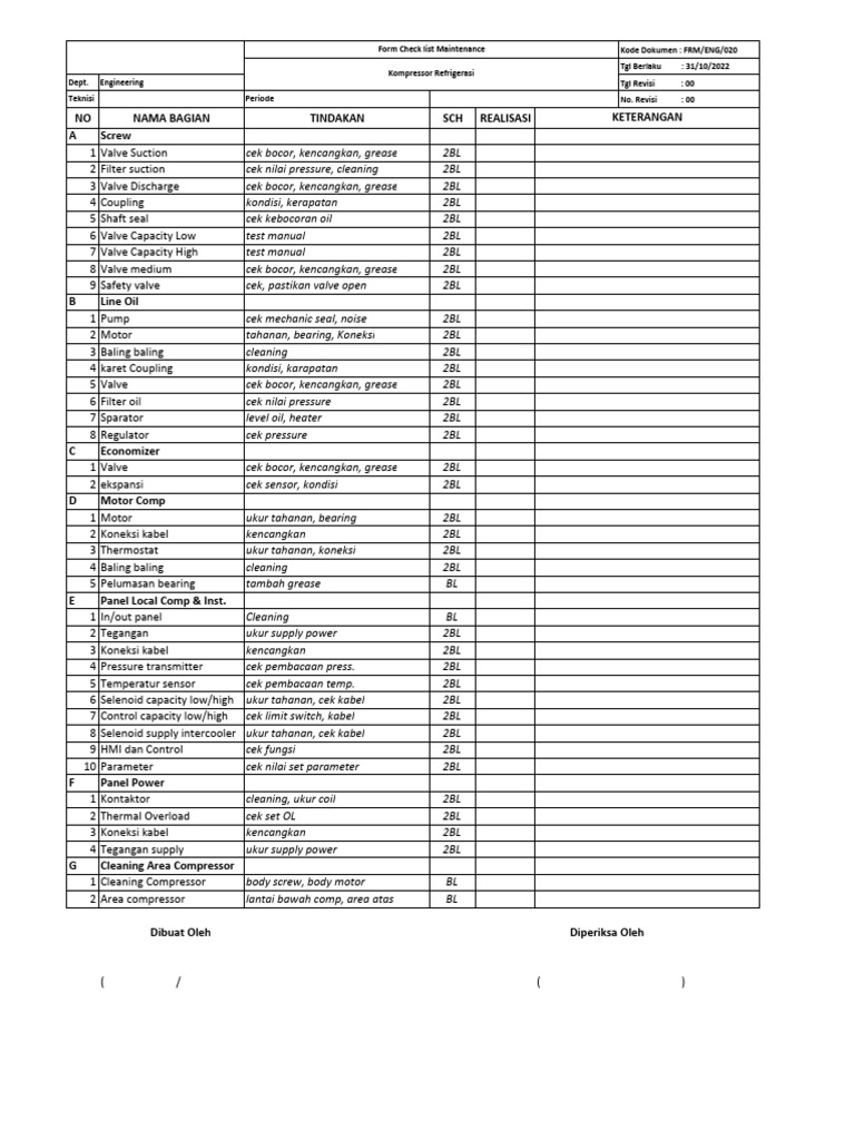 Form Maint Comp | PDF | Valve | Pump