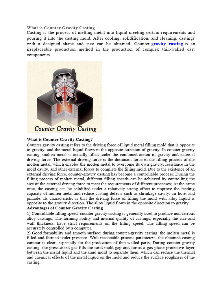 What Is Counter Gravity Casting | PDF | Secondary Sector Of The Economy ... What Is Counter Gravity Casting | PDF | Secondary Sector Of The Economy ...