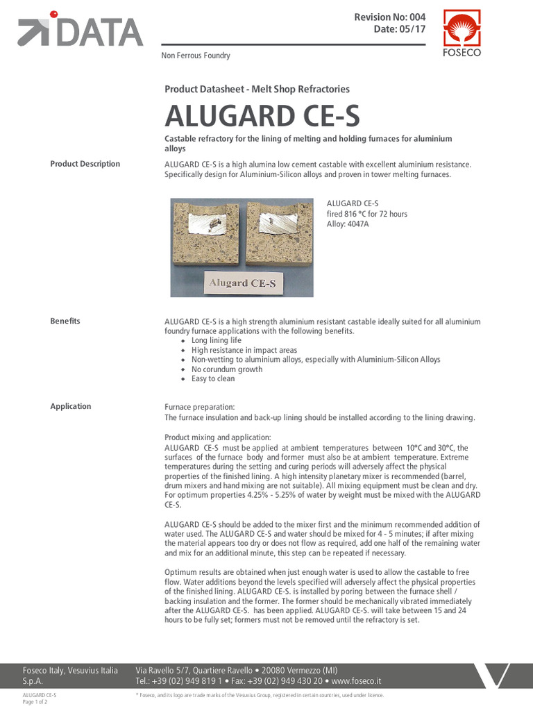 Alugard Ce-S - 25933 | PDF | Refractory | Materials