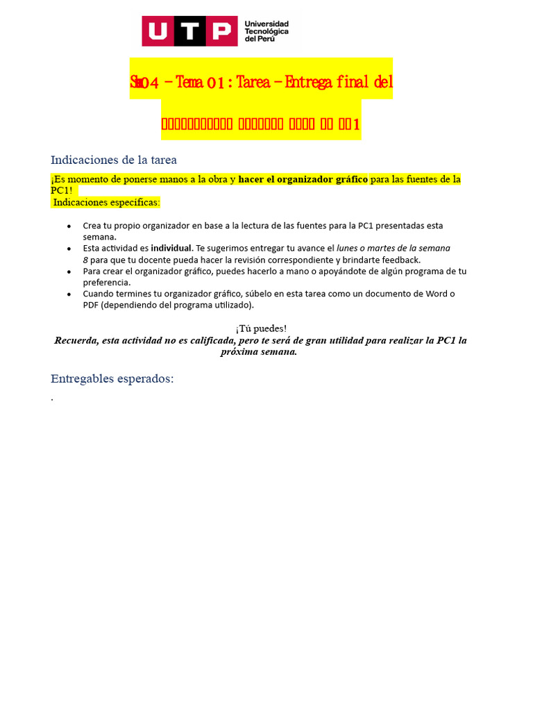 ? Semana 04 - Tema 01 Tarea - Entrega final del organizador gráfico ...