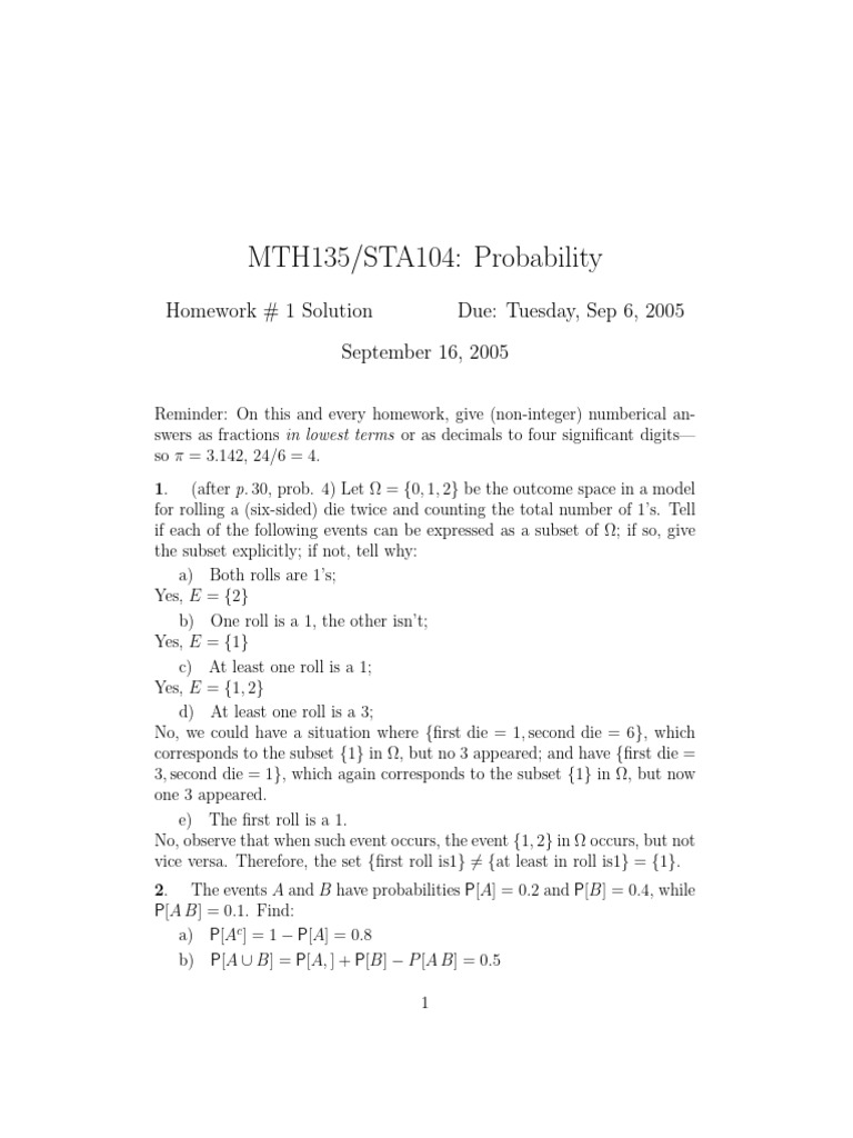 HW 01 Sol | PDF | Mathematical Concepts | Mathematics