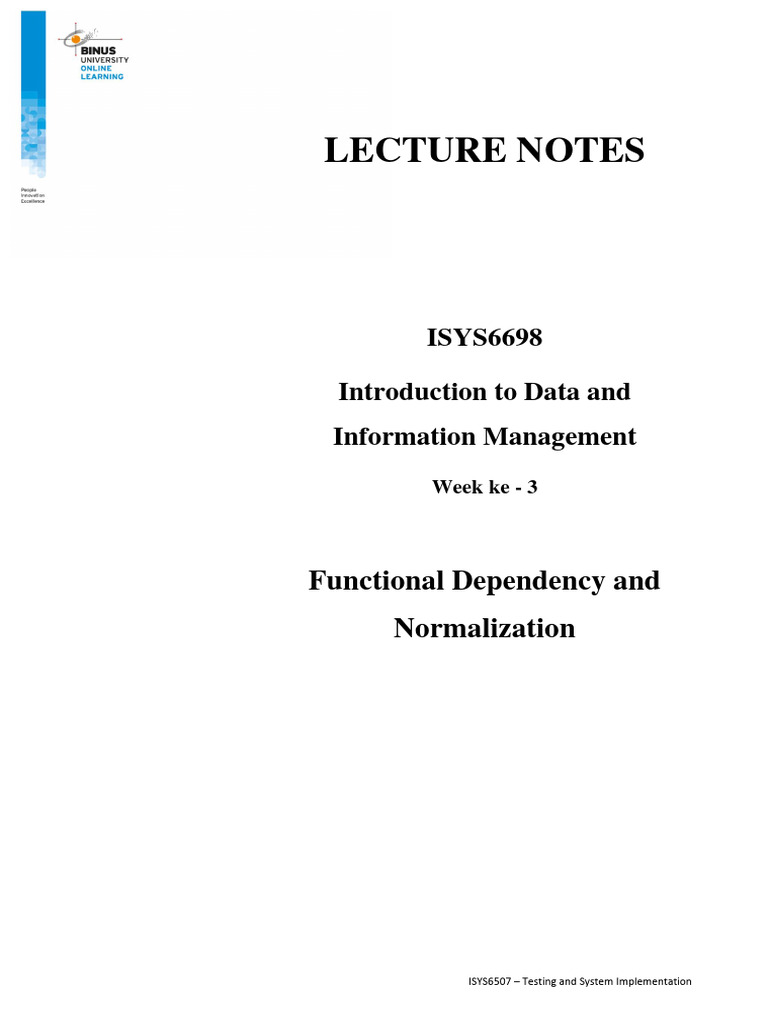 LN4 - Functional Dependency and Normalization | PDF