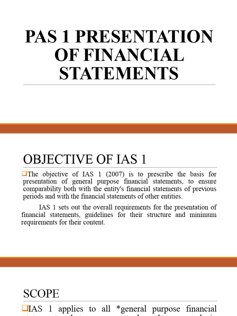 Pas 1 Presentation of Financial Statements Cfas | PDF | Financial ...