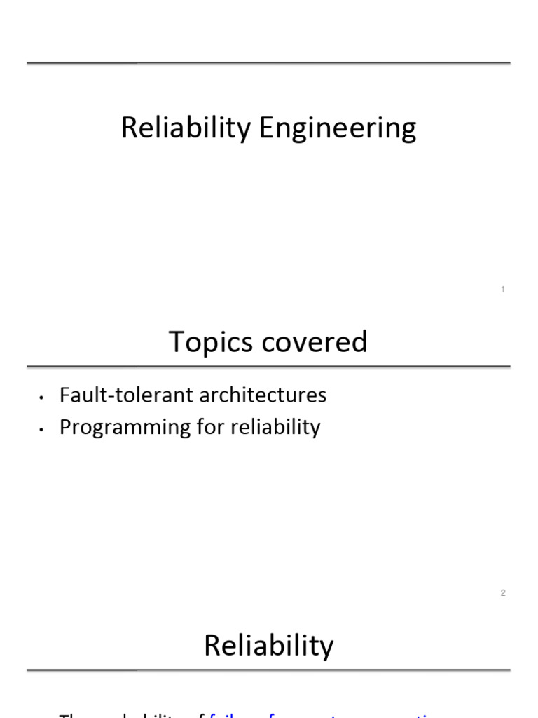 Fault-Tolerant Architectures | PDF | Fault Tolerance | Reliability Engineering