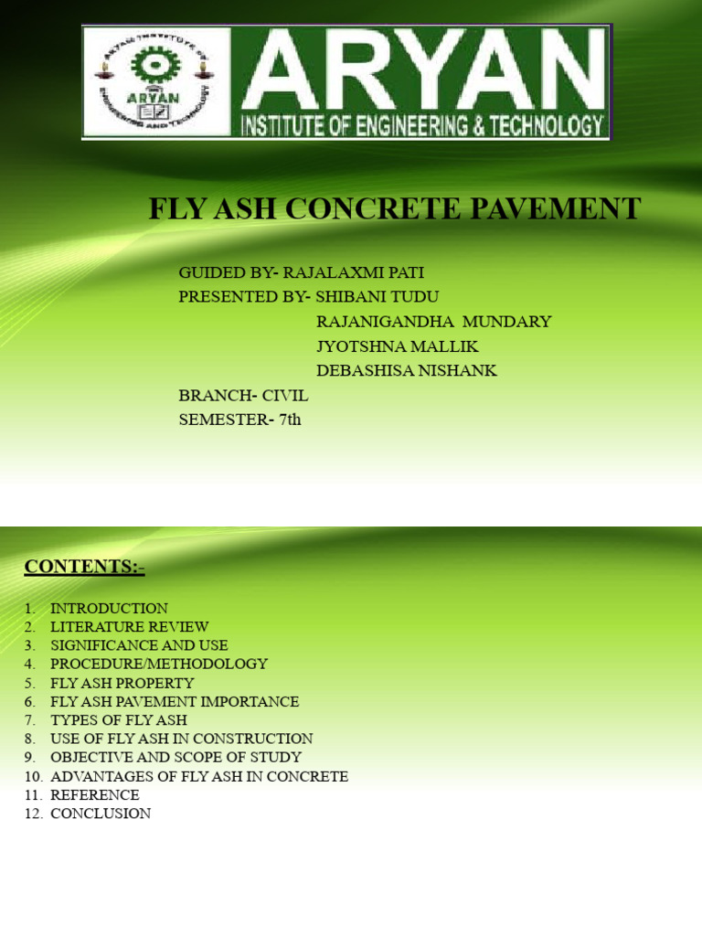 Fly Ash in Concrete Pavement Applications | PDF | Concrete | Cement