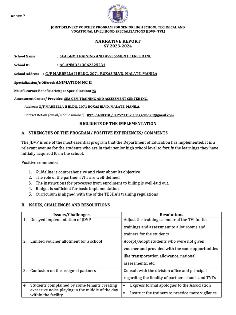 Annex 7 JDVP 2023 | PDF | Vocational Education | Learning