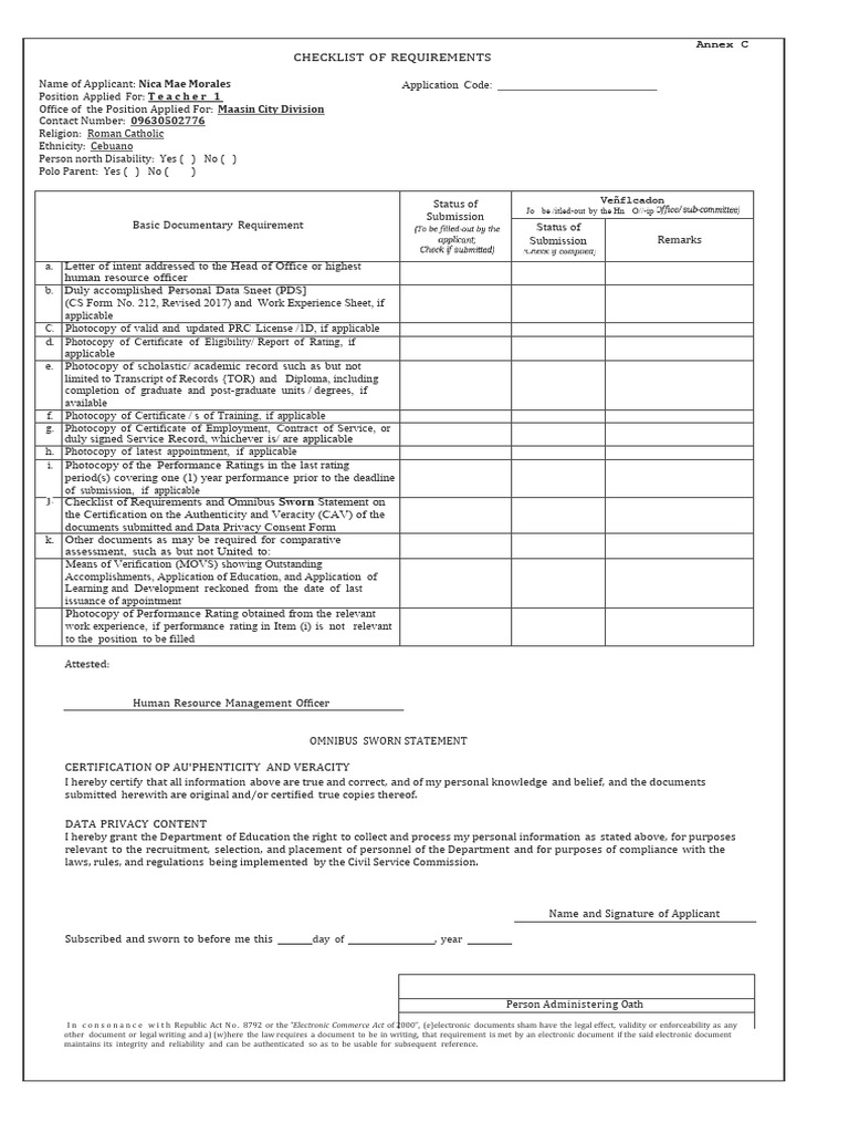 DO - s2023 - 007 Checklist Omnibus 1 | PDF