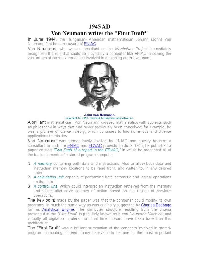 Von Newman FD | PDF | Central Processing Unit | Office Equipment