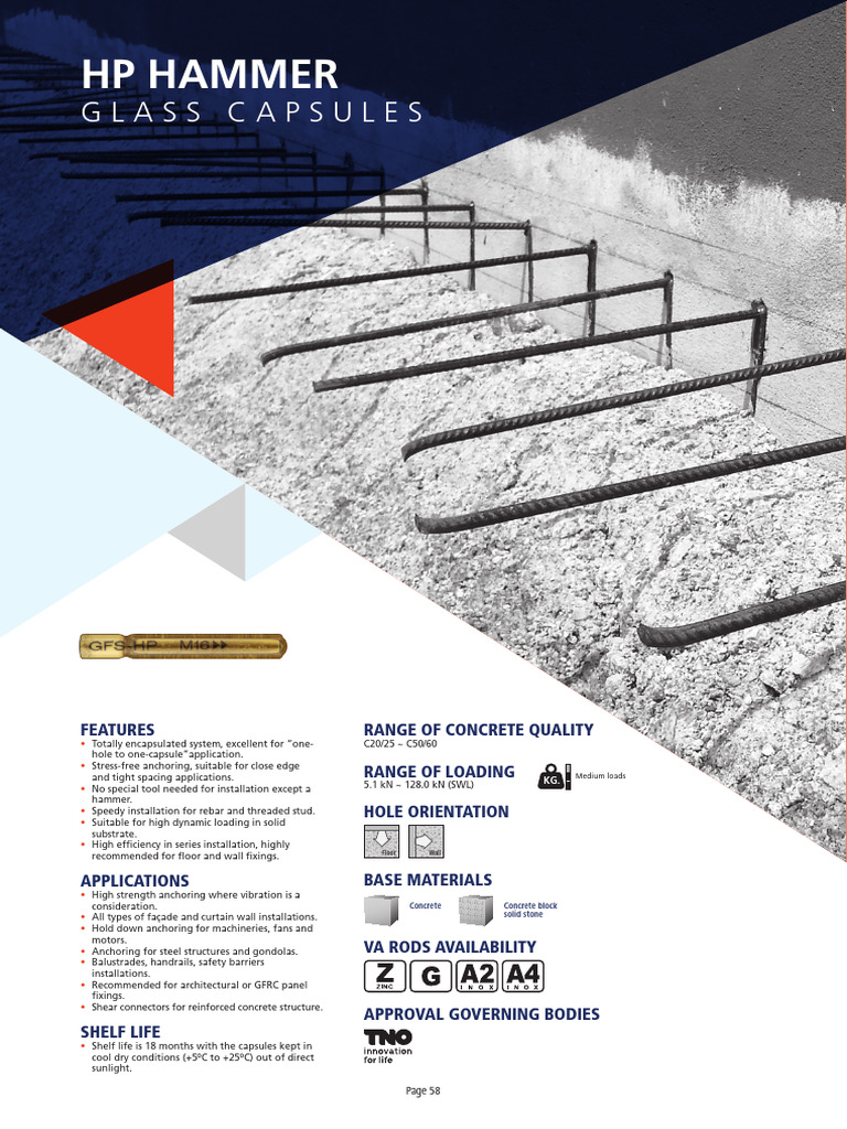 17.0 HP Hammer Glass Capsules Product Catalogue | PDF | Concrete | Beam ...