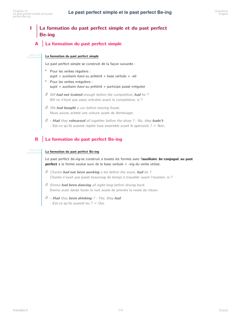 Formation du Past Perfect en Anglais | PDF | Morphologie | Unités ...