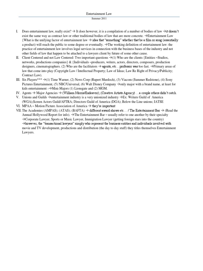 Overview of Entertainment Law Principles | PDF | Securities (Finance ...