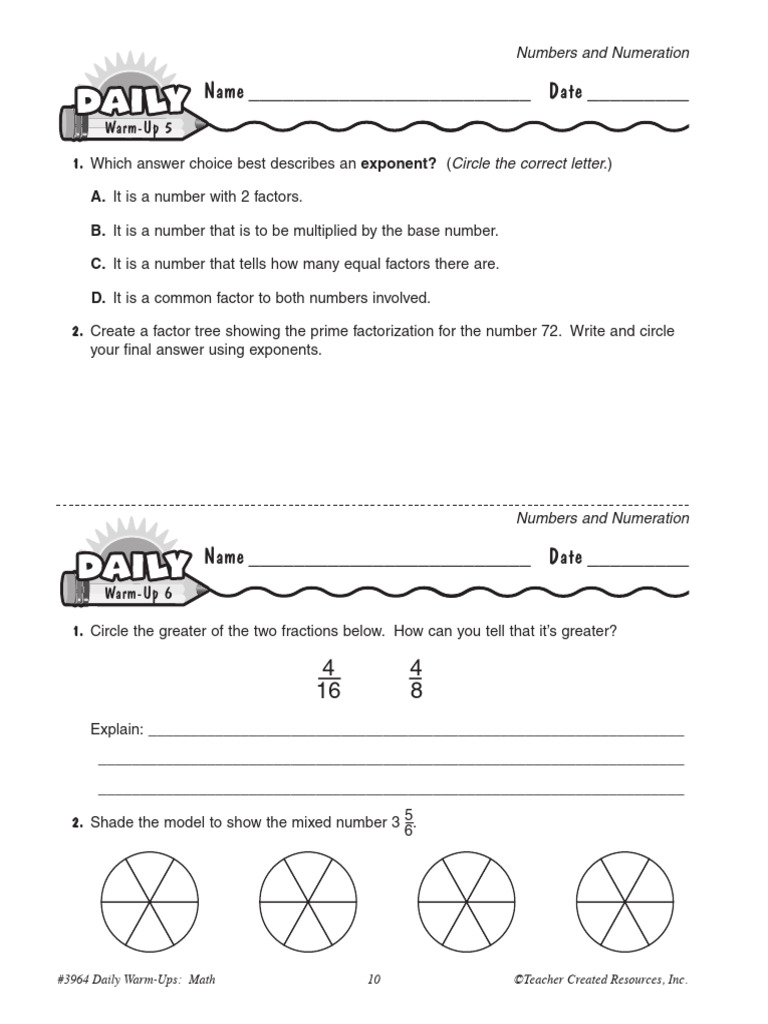 Name - Date - : Warm-Up 5 | PDF | Numbers | Arithmetic