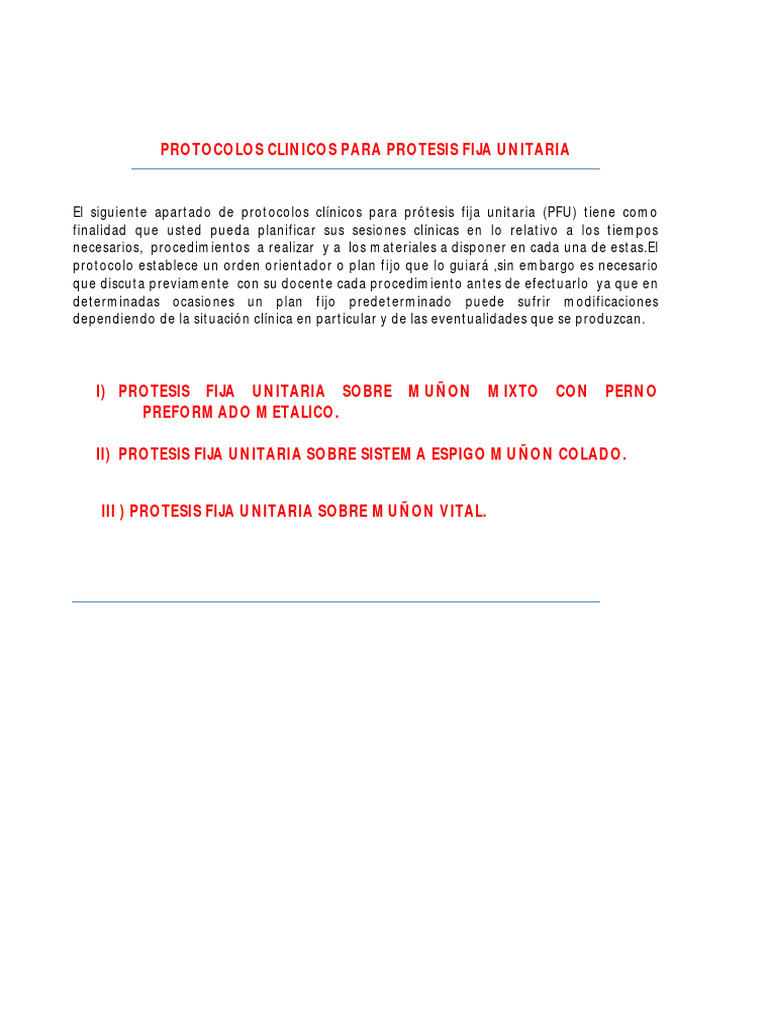 Protocolos Pfu | PDF | Odontología | Laboratorios
