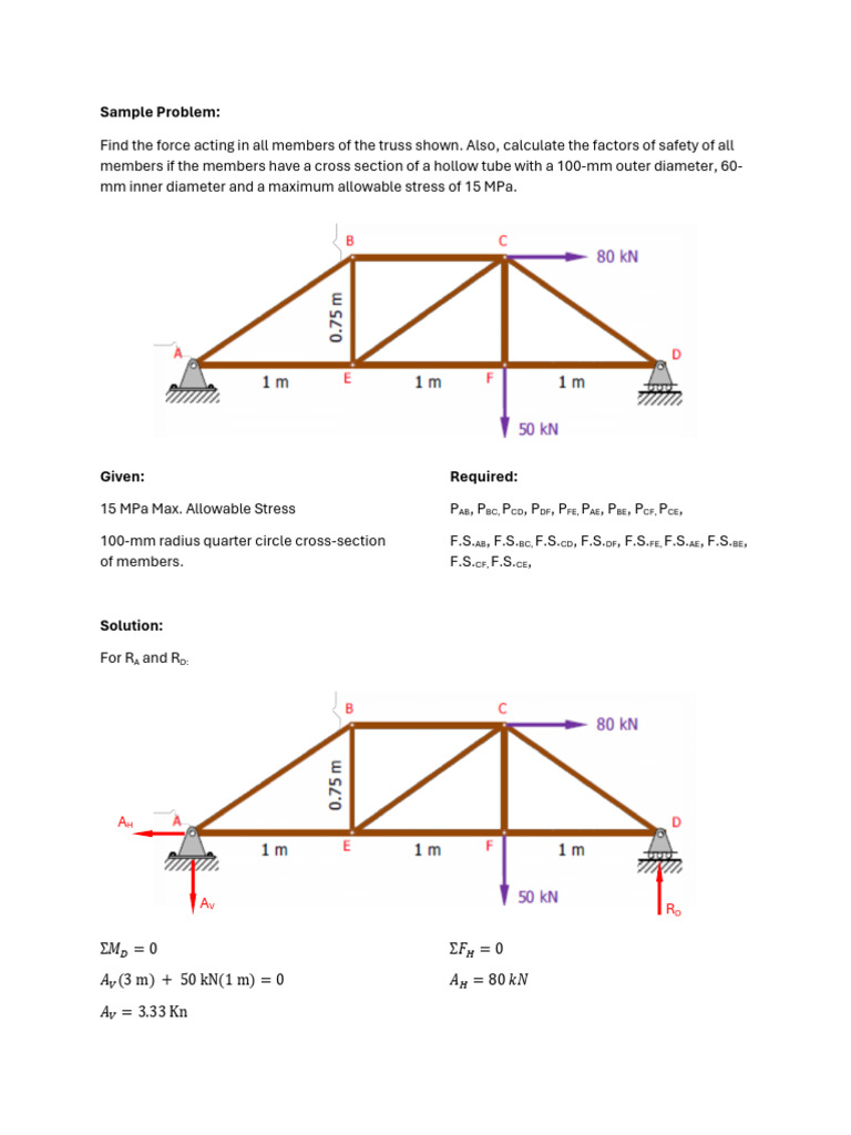 AENG 428 - Simple Trusses Sample Problem Assignment V2 | PDF | Geometry