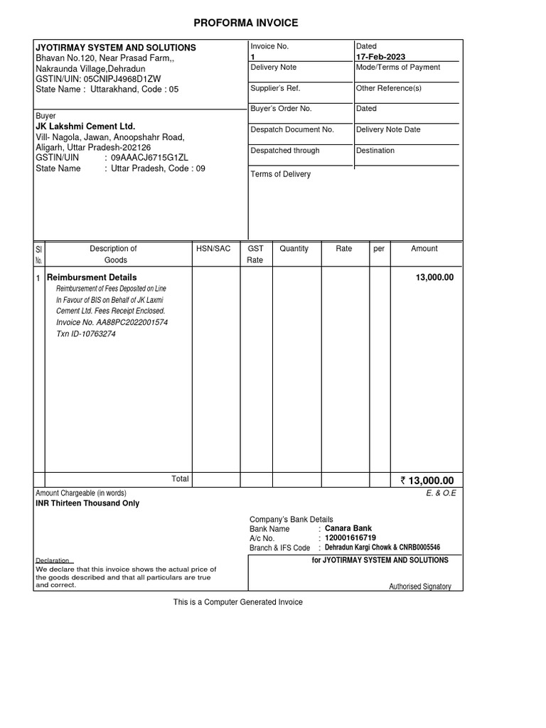 JK Lakshmi | PDF | Invoice | Business