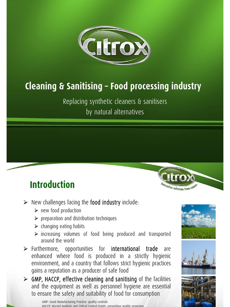 Cleaning Sanitising Food Processing Industry Pdf Hygiene