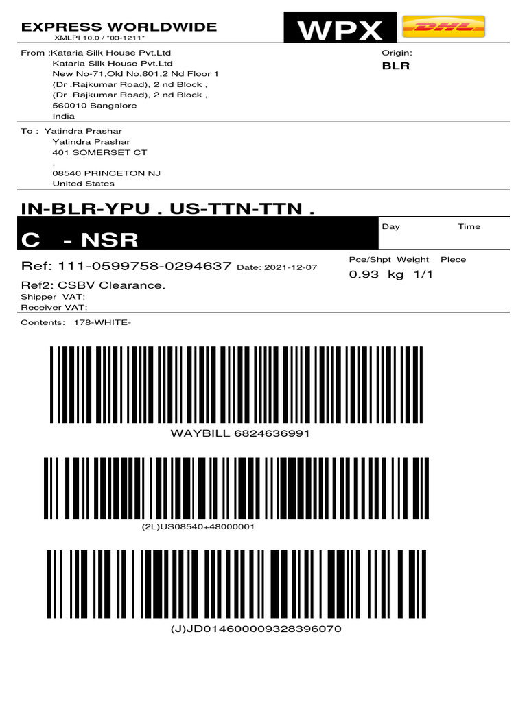 Express Worldwide Shipment Details | PDF