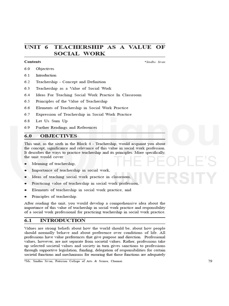 Social work Unit 6 | PDF | Social Work | Teachers