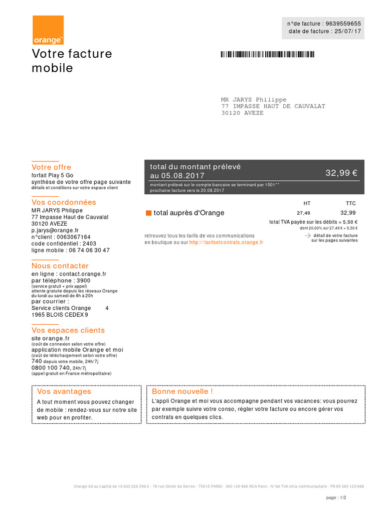 Facture 0674063047 | PDF | Facture | Télécommunications