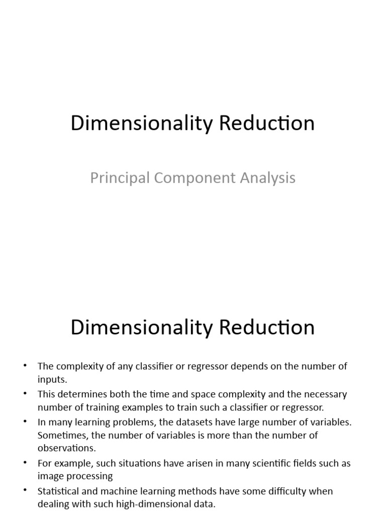 Dimensionality Reduction | PDF | Principal Component Analysis | Machine Learning