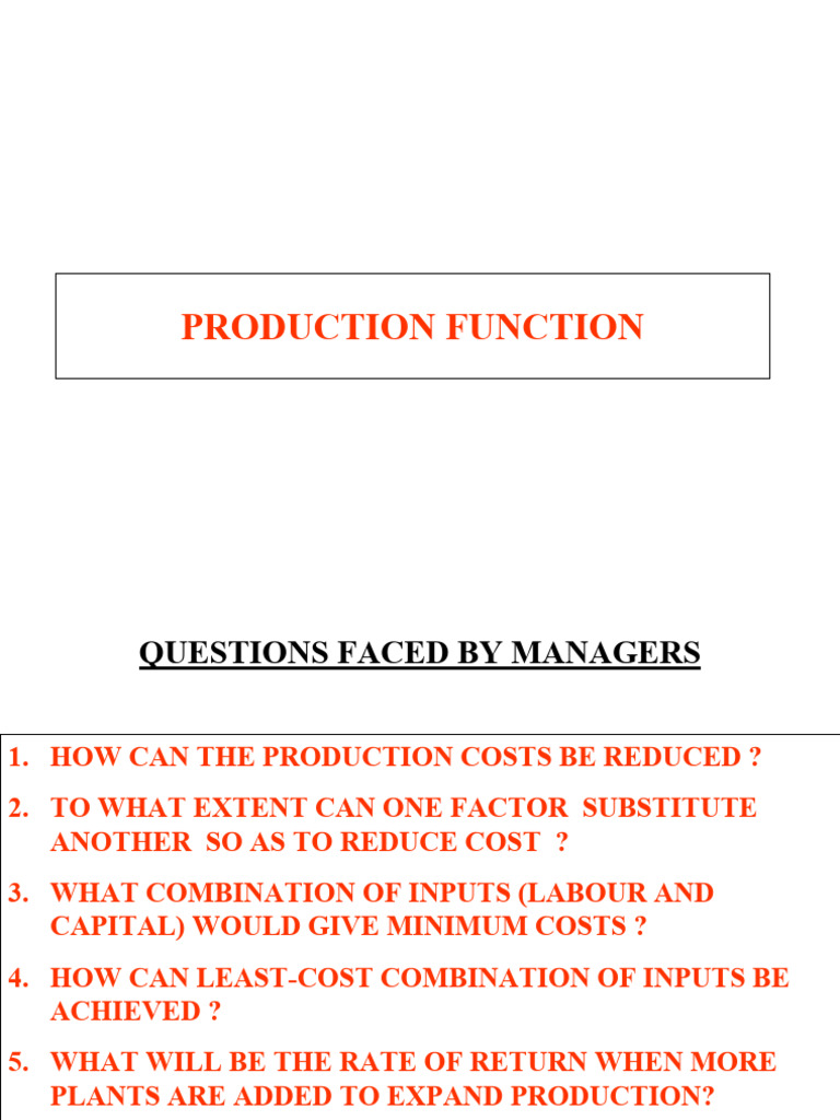 Production Function and Cost Analysis | PDF | Production Function ...