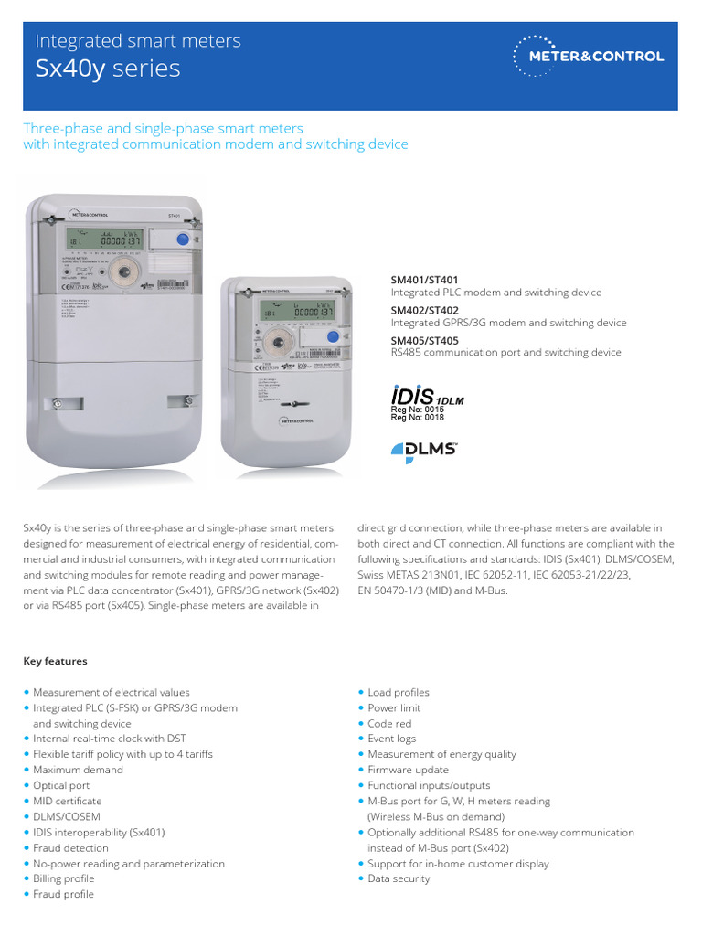 Meter&Control - Sx40y - Integrated Smart Meters | PDF | General Packet ...
