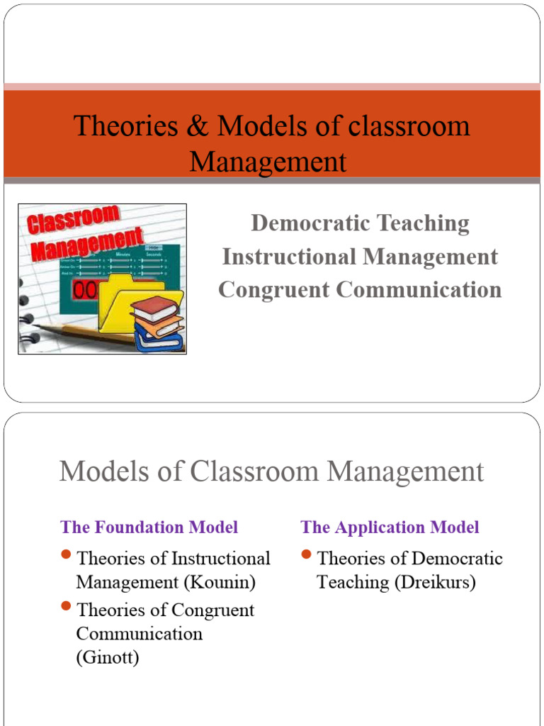 Dreikurs Kounin Ginott Models CLASSROOM MANAGEMENT | PDF | Teachers ...