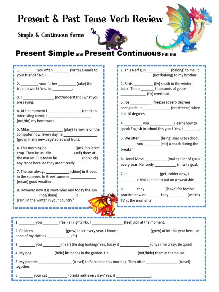 Present and Past Simple Tenses With Key - 36505 | PDF