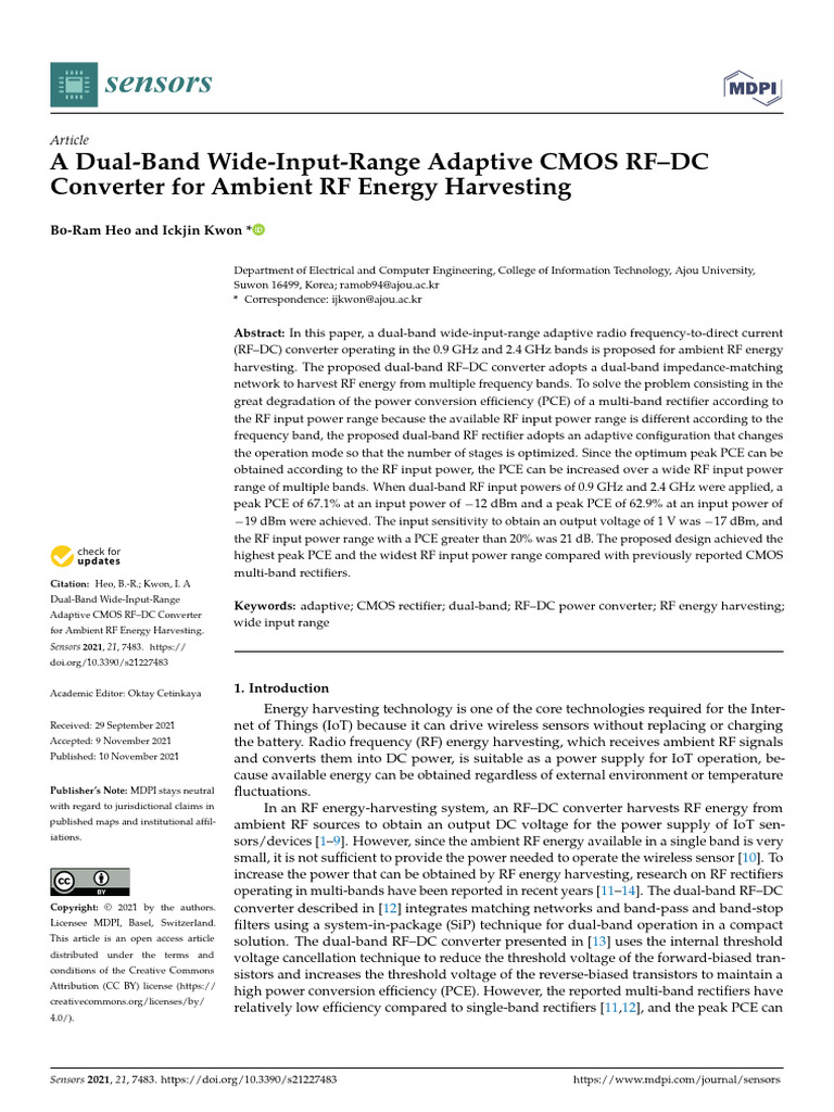 A Dual-Band Wide-Input-Range Adaptive CMOS RF-DC Converter For Ambient ...