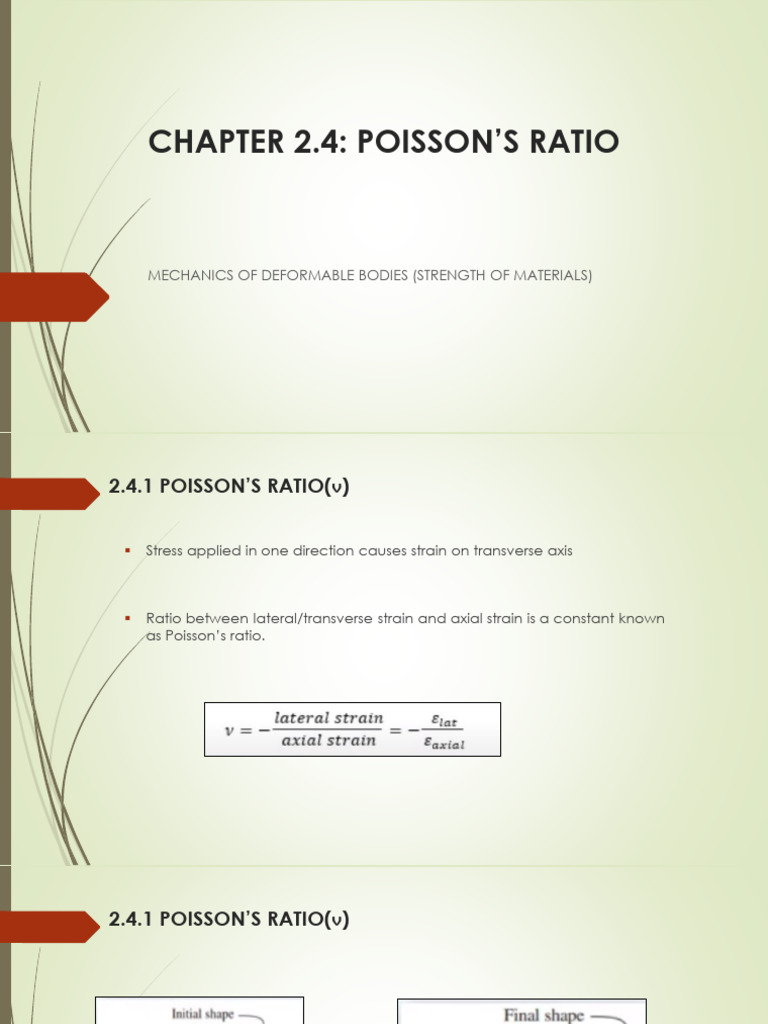 Chapter 2.4 Poissons Ratio | PDF | Stress (Mechanics) | Young's Modulus
