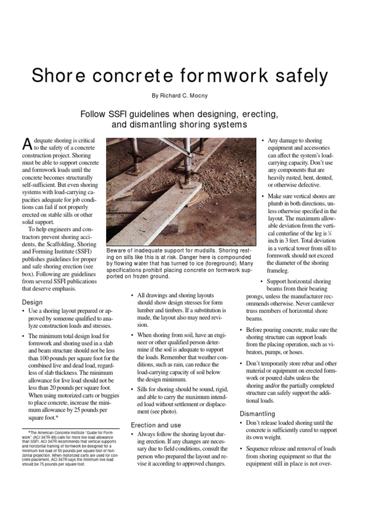 Concrete Construction Article PDF - Shore Concrete Formwork Safely ...