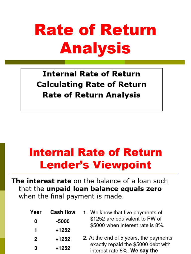 Chapter 6 Rate of Return | PDF | Internal Rate Of Return | Interest