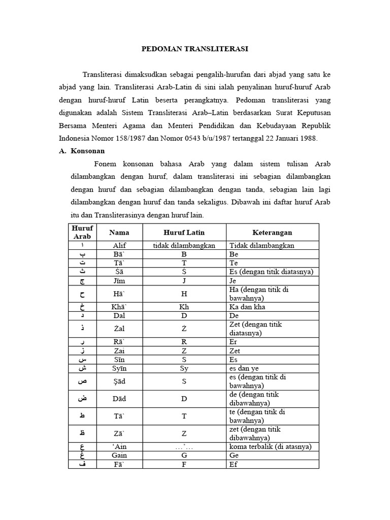 Pedoman Transliterasi | PDF