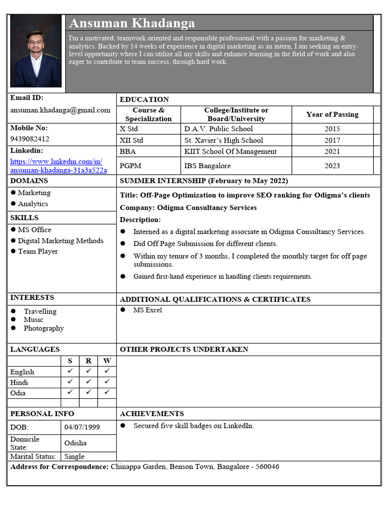 Resume Ansuman | PDF