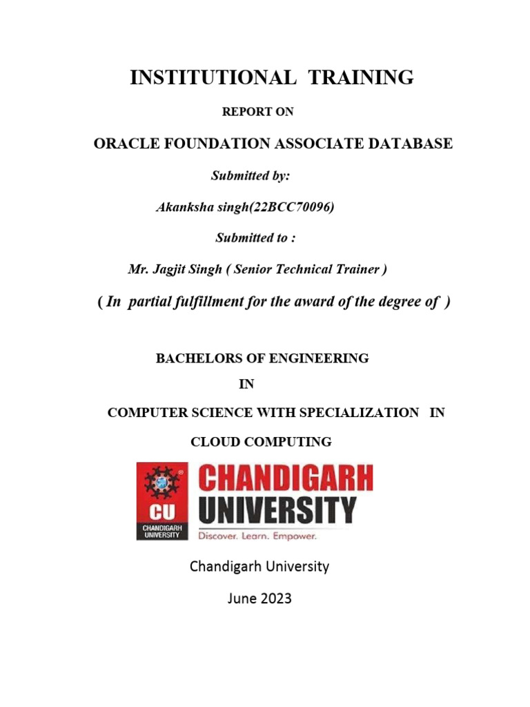 Institutional Training Final Report | PDF | Relational Database | Data Model