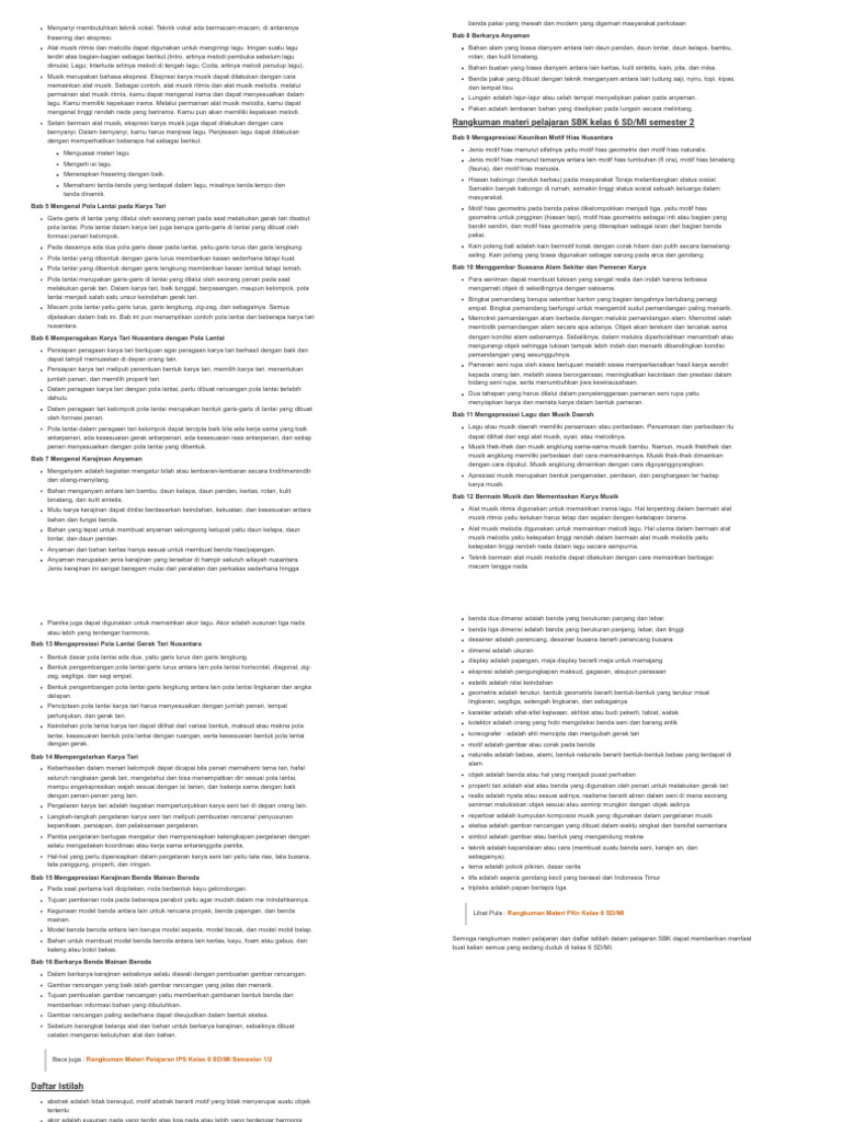 Materi SBK Kelas 6 SD/MI Semester 2 | PDF