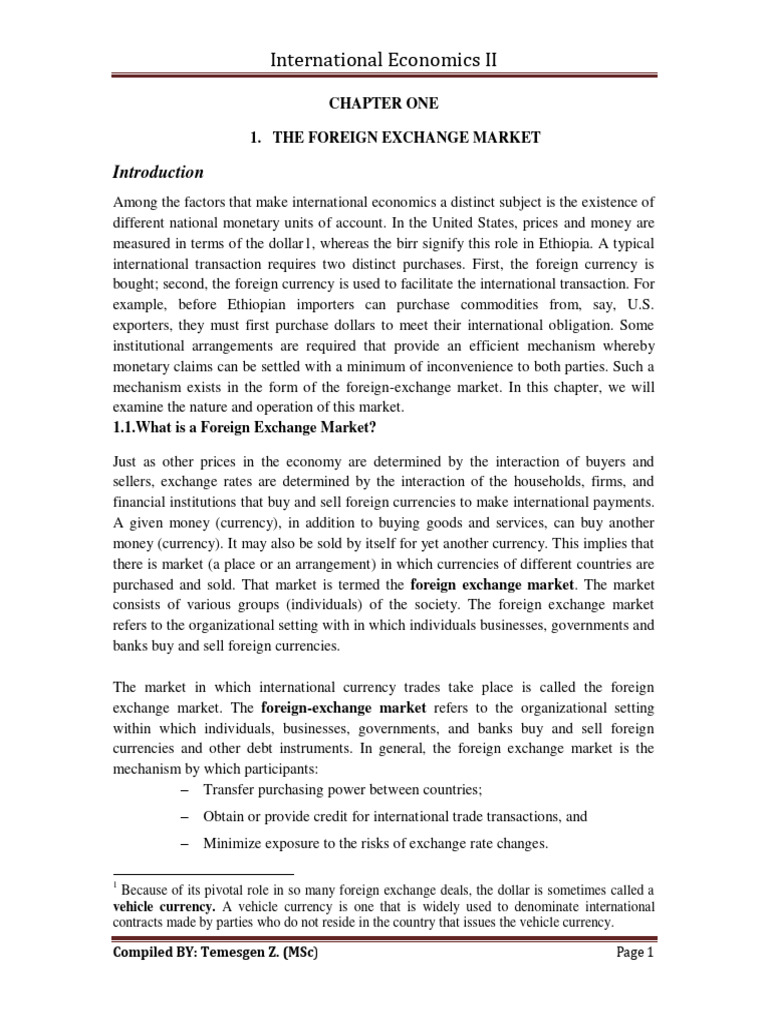 IE II Chapter One | PDF | Exchange Rate | Foreign Exchange Market