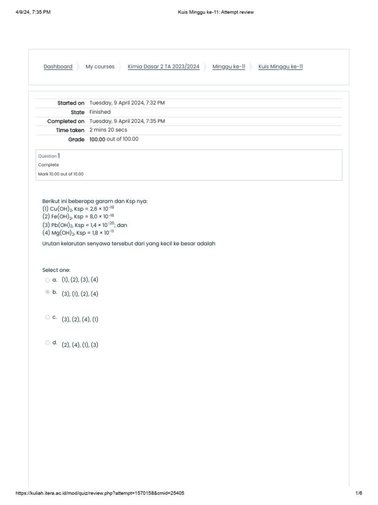 Kuis Minggu Ke-11 - Attempt Review | PDF