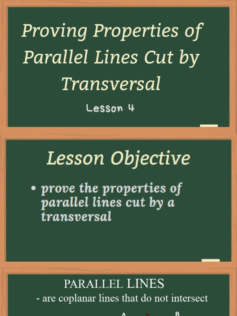 Properties of Parallel Lines Cut by Transversal | PDF | Euclidean ...